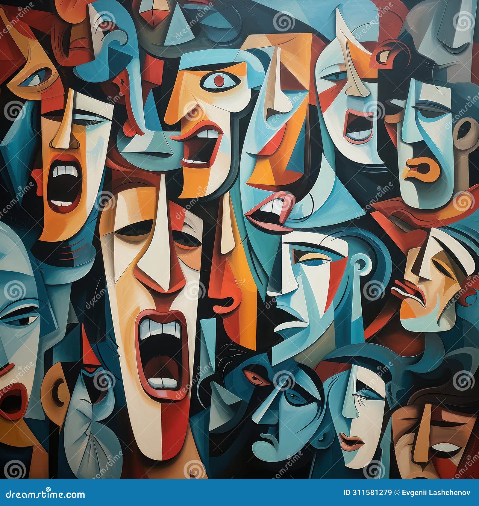 An Array of Vivid Cubist Expressions, Each Conveying a Unique Emotion ...