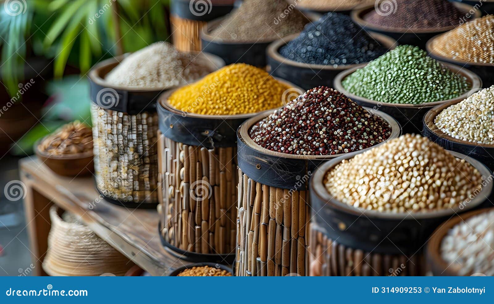 Array of Whole Grains at a Local Market Stall. Concept Whole Grains ...