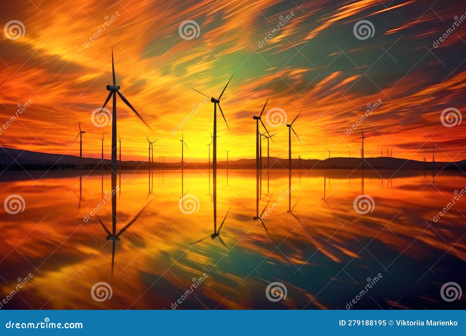 An Array of Wind Turbines. the Concept of Environmental Change Stock ...