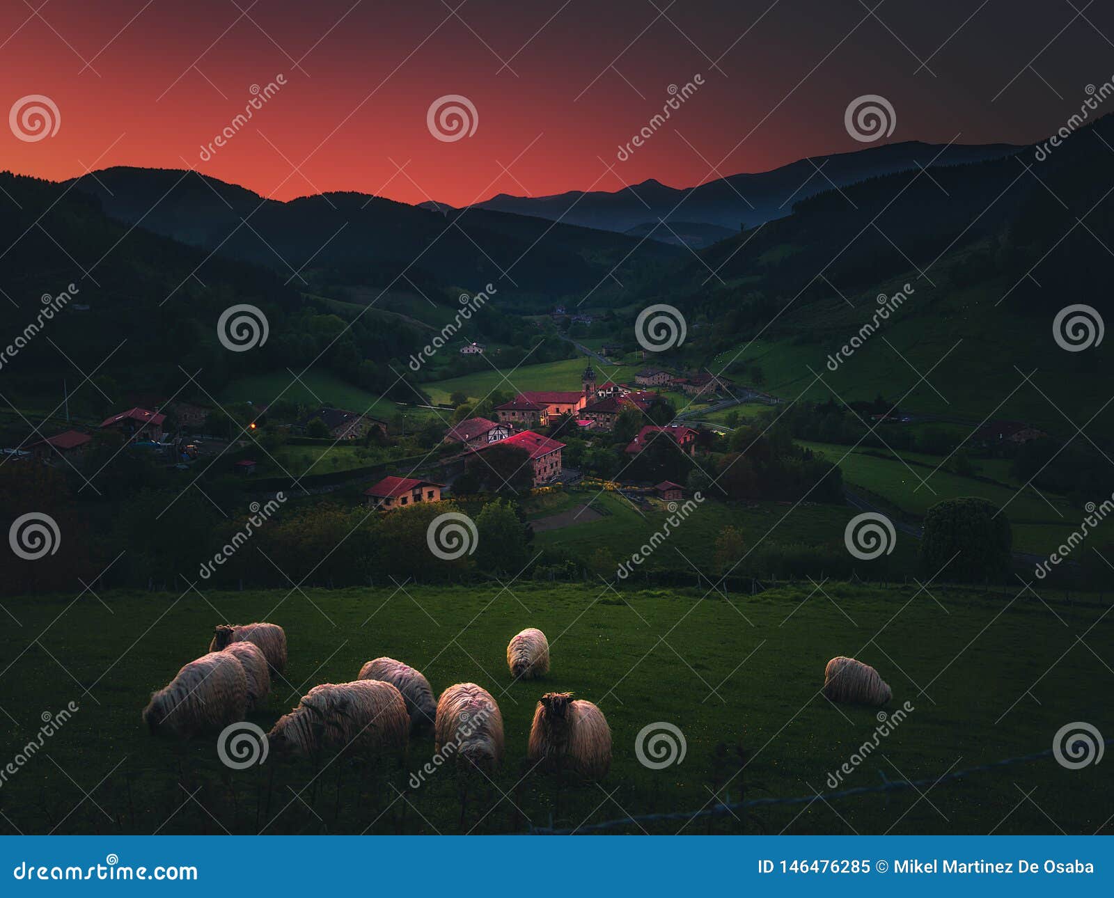 Arrazola Village with Sheep in Atxondo Stock Image - Image of atxondo ...