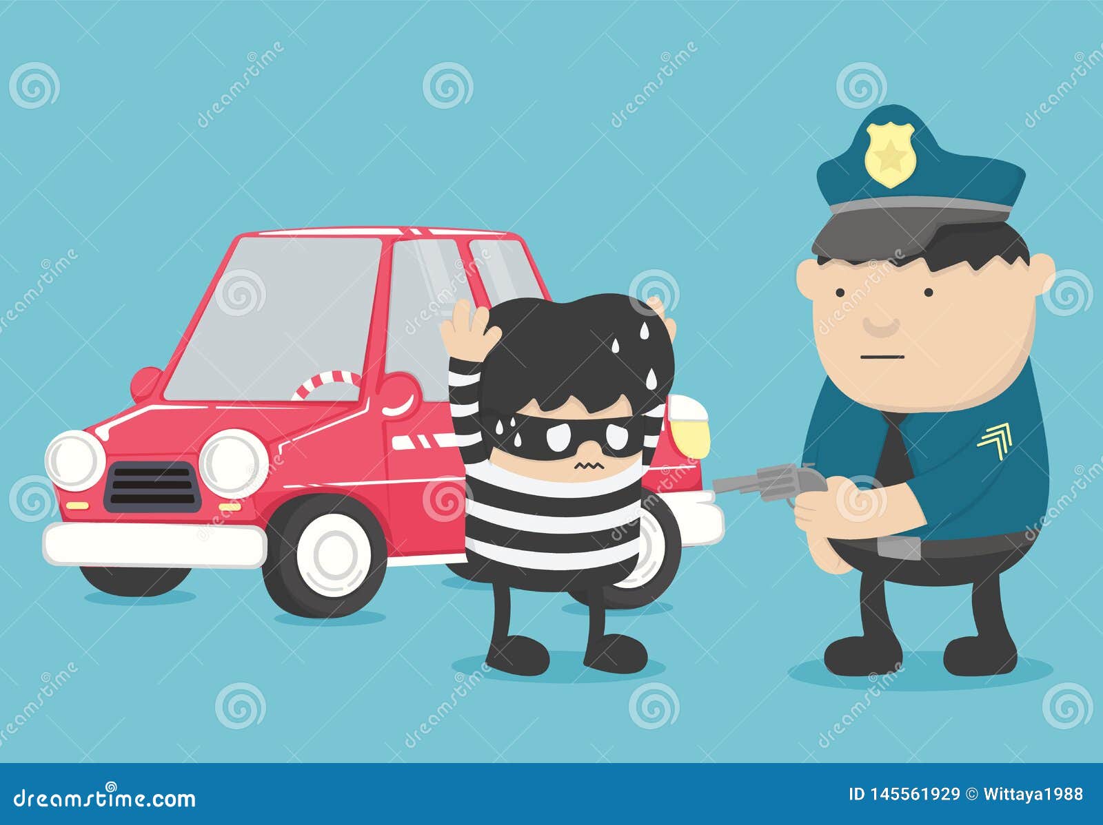 Arrest Of Police Officers Who Are Arrested Car Theft Stock Vector