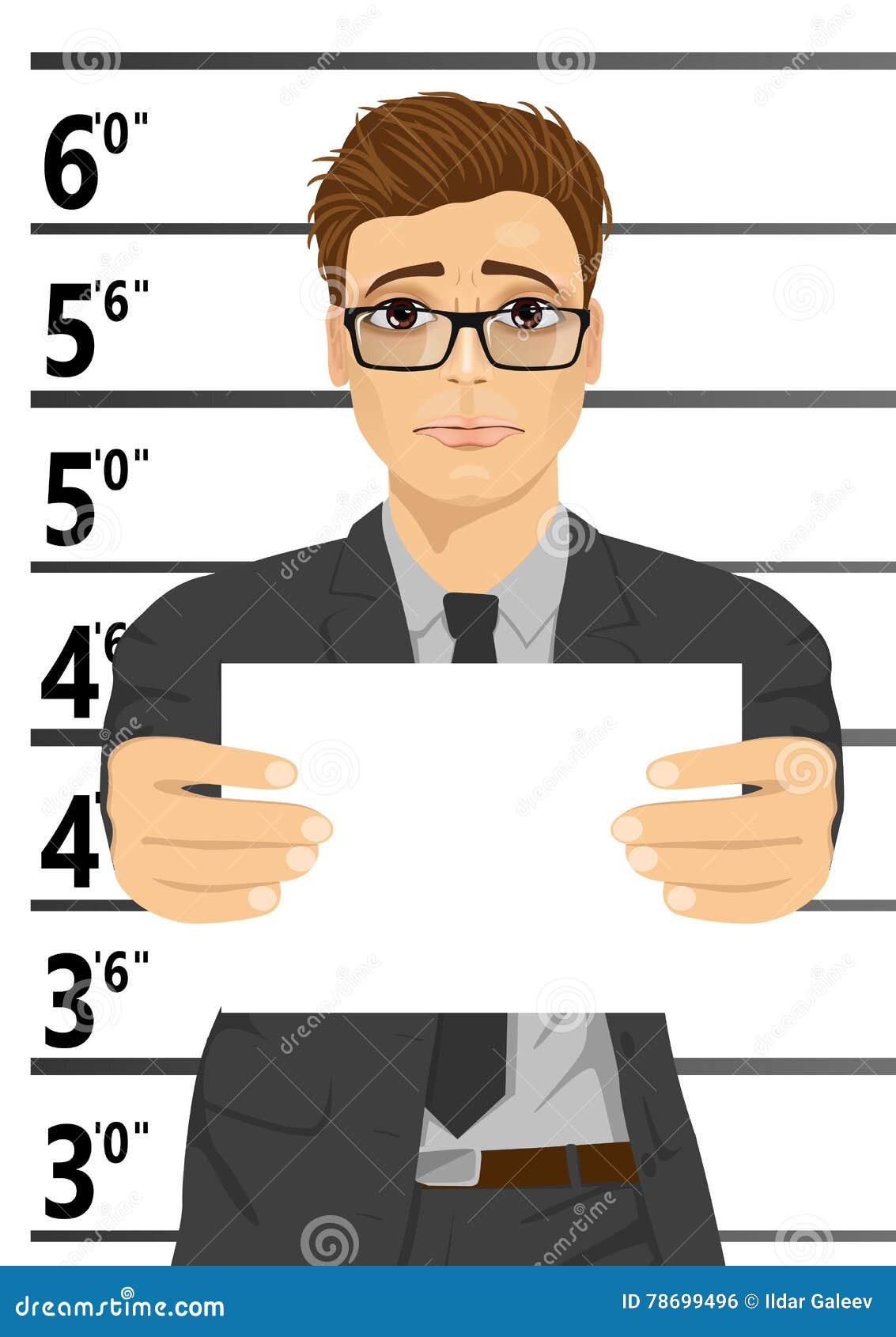 Arrested Man Posing For Mugshot Holding A Signboard Cartoon Vector ...