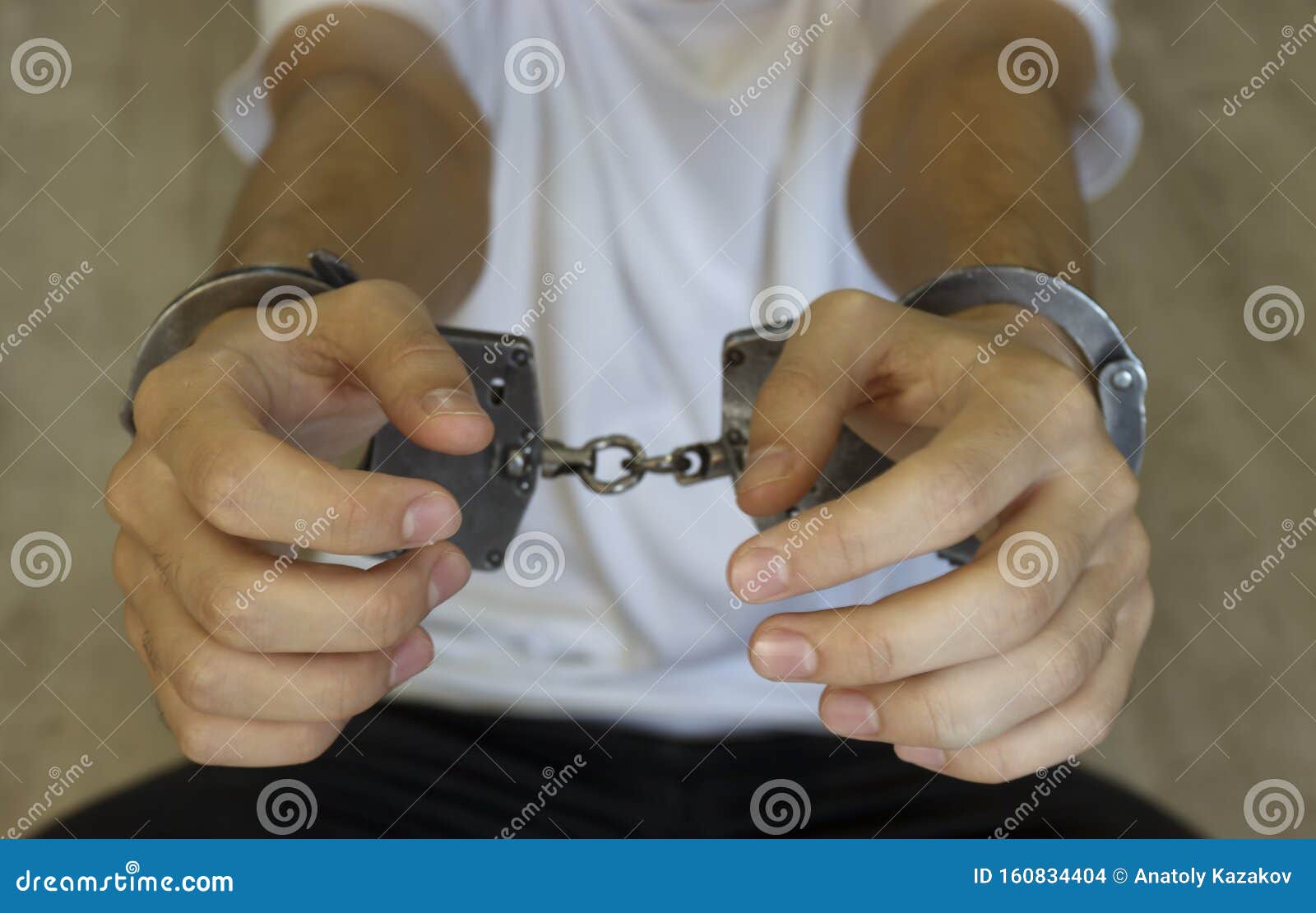 Arrested Computer Hacker and Cyber Criminal with Handcuffs, Close Up of ...