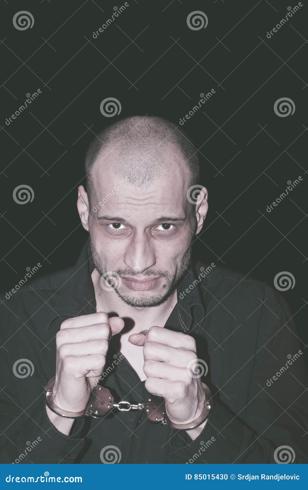 Arrested Criminal. Arrested Criminal With Handcuffs On His Hands. Stock ...
