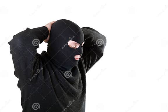 Arrested Man in a Black Mask. Stock Image - Image of black, human: 7262889