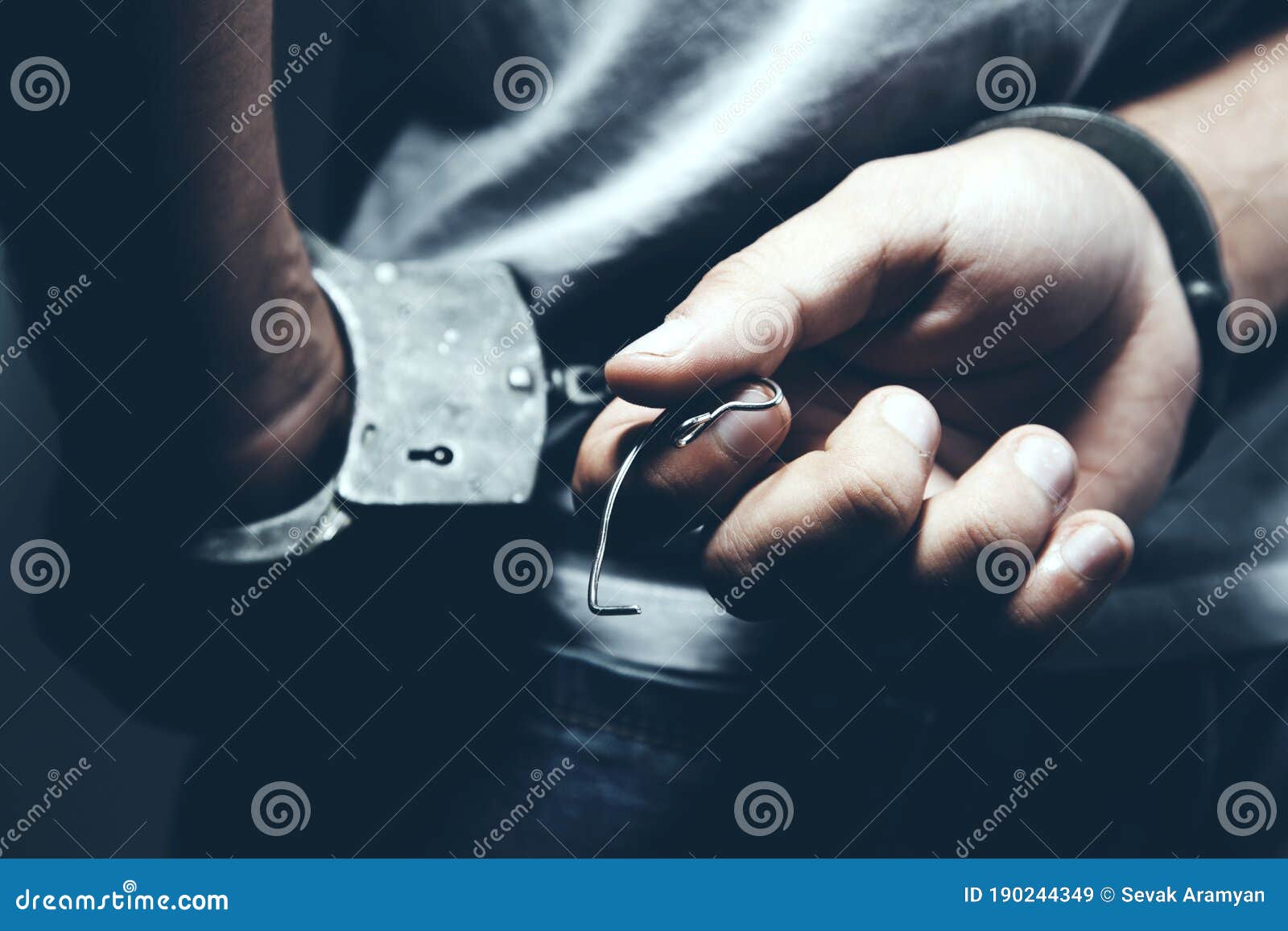 Arrested Man Handcuffed Hands at the Back Stock Image - Image of ...