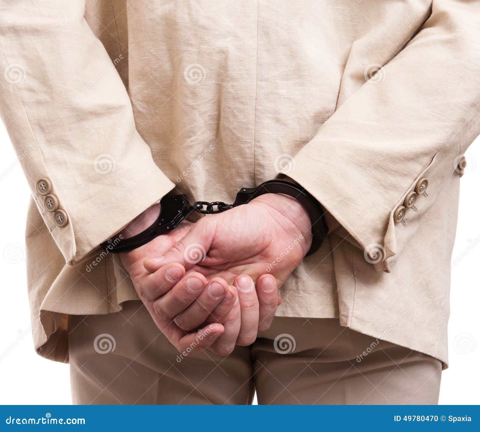Arrested Man Handcuffed Hands at the Back Stock Photo - Image of ...