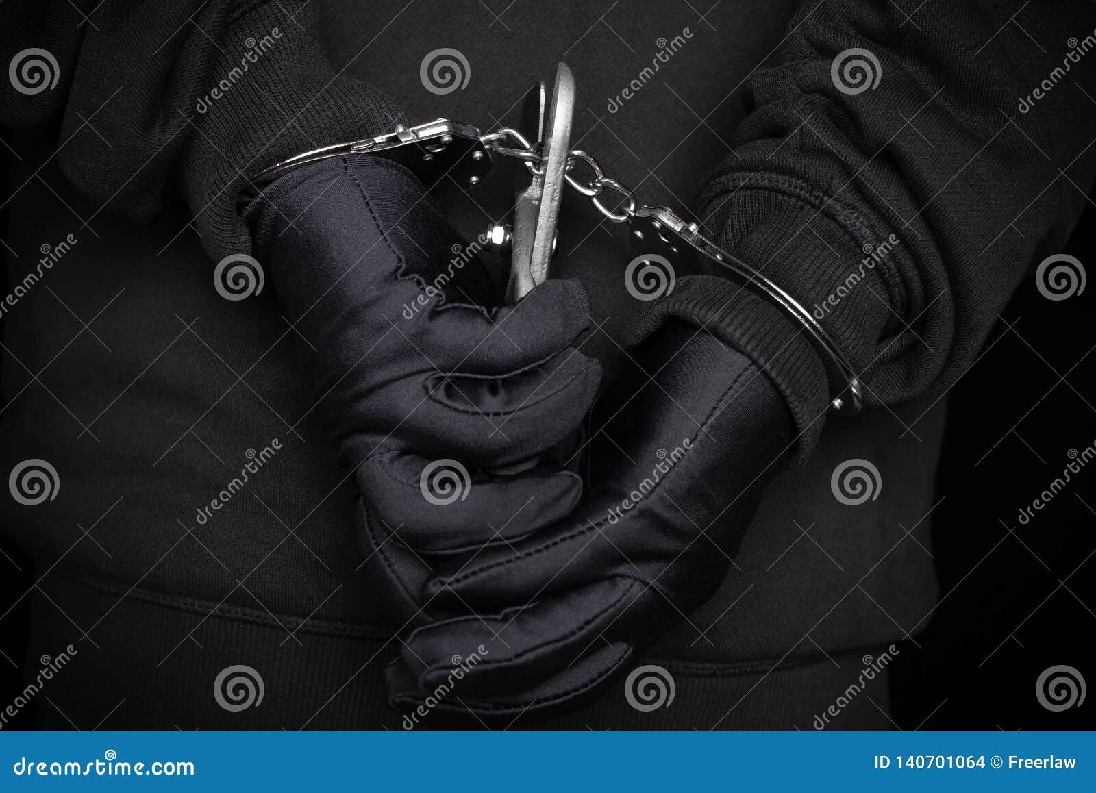 Arrested Man Trying To Cut the Handcuffs with a Cutter on Back Stock ...