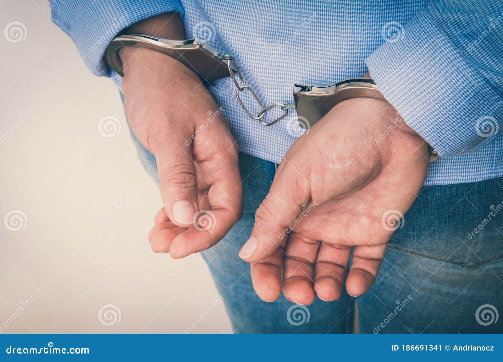 Arrested Woman In Handcuffs With Hands Behind Back Stock Image Image Of Prisoner Corruption