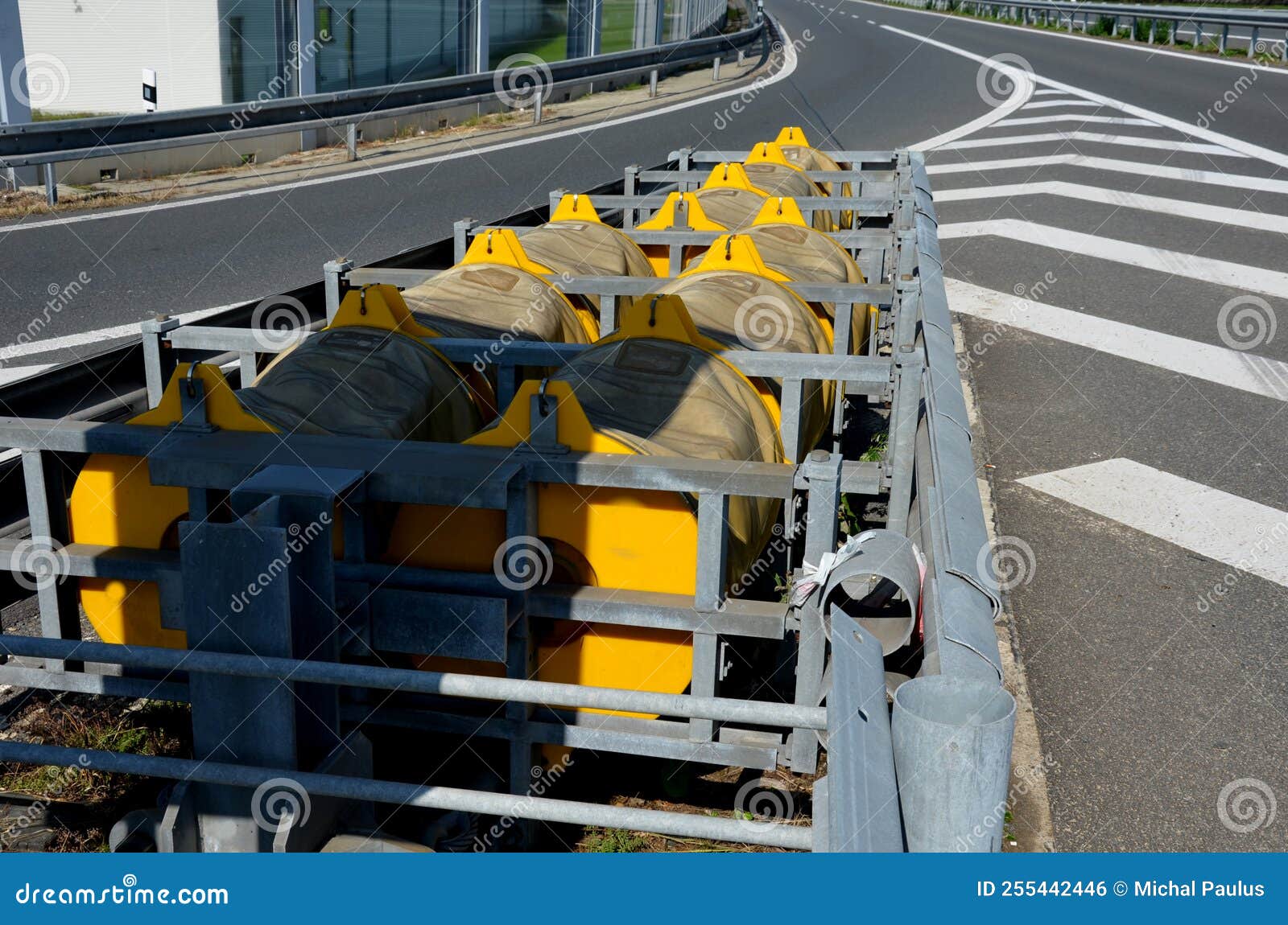 Arresting System Made of Steel Construction Stops Vehicles in a Stock ...