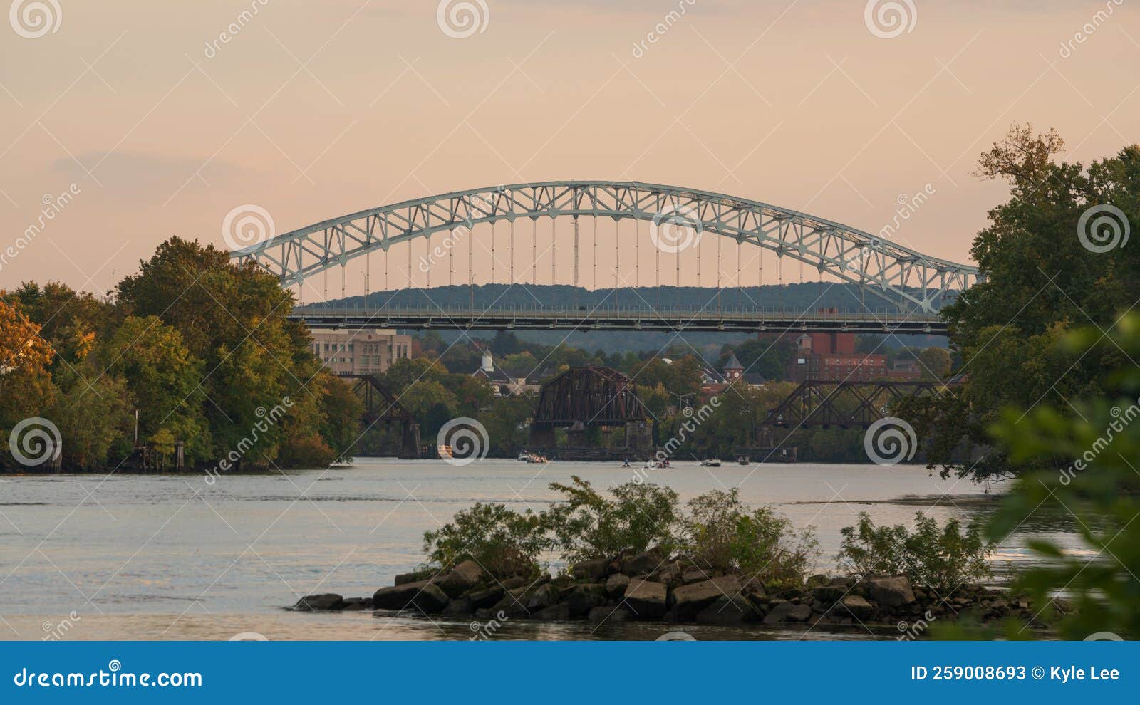 Arrigoni Bridge in Middletown, CT at Sunrise Stock Image - Image of ...