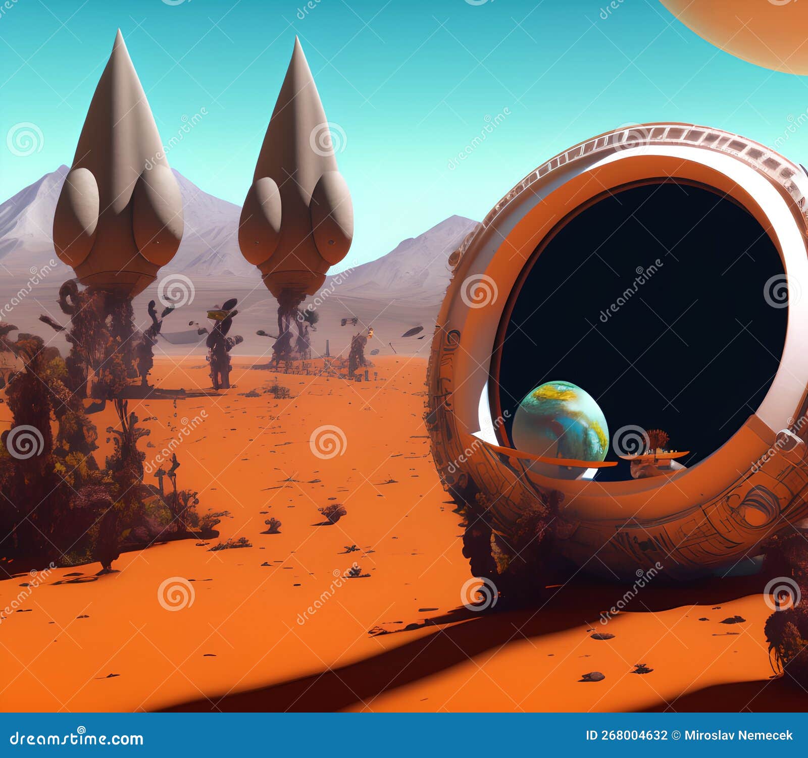Arrival on Alien Planet, Generative AI Illustration Stock Illustration ...