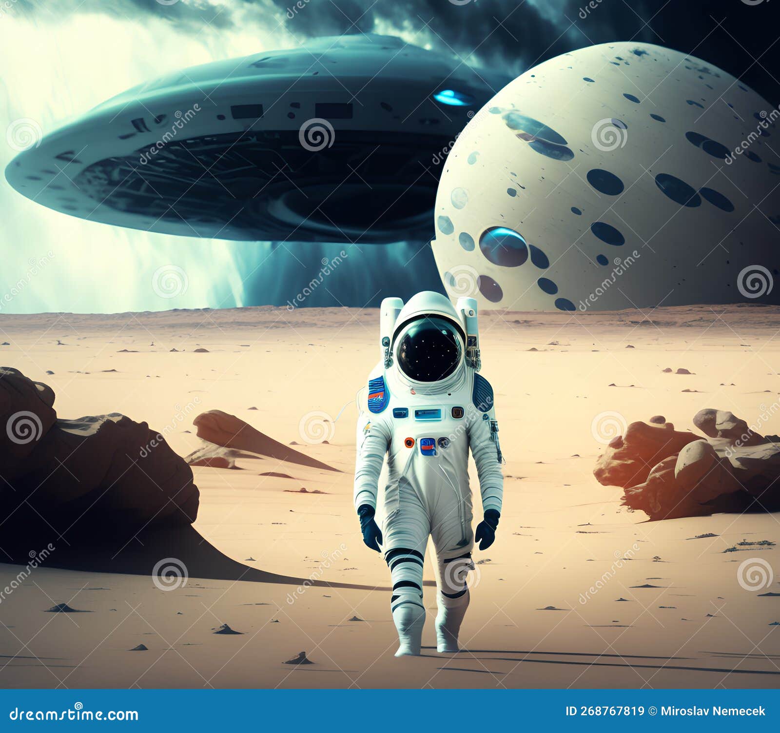 Arrival on Alien Planet, Generative AI Illustration Stock Image - Image ...