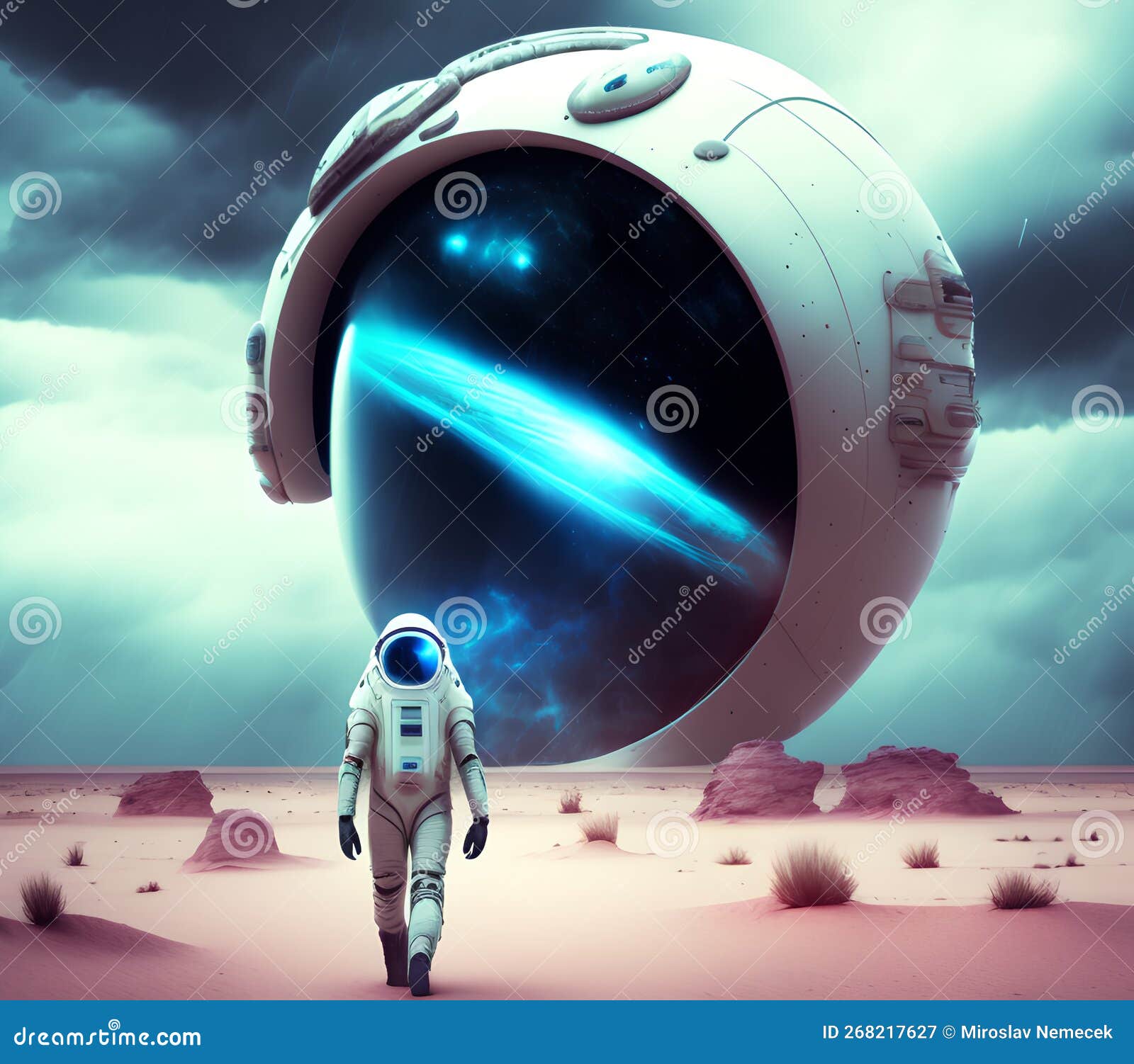Arrival on Alien Planet, Generative AI Illustration Stock Illustration ...