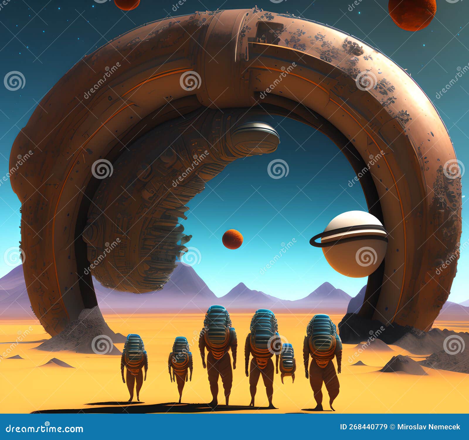 Arrival on Alien Planet, Generative AI Illustration Stock Illustration ...