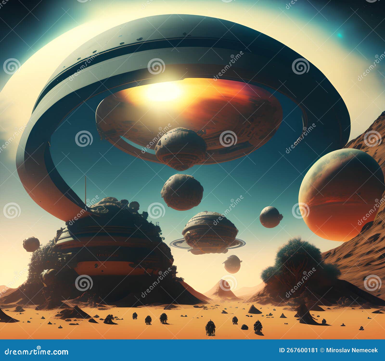 Arrival on Alien Planet, Generative AI Illustration Stock Illustration ...