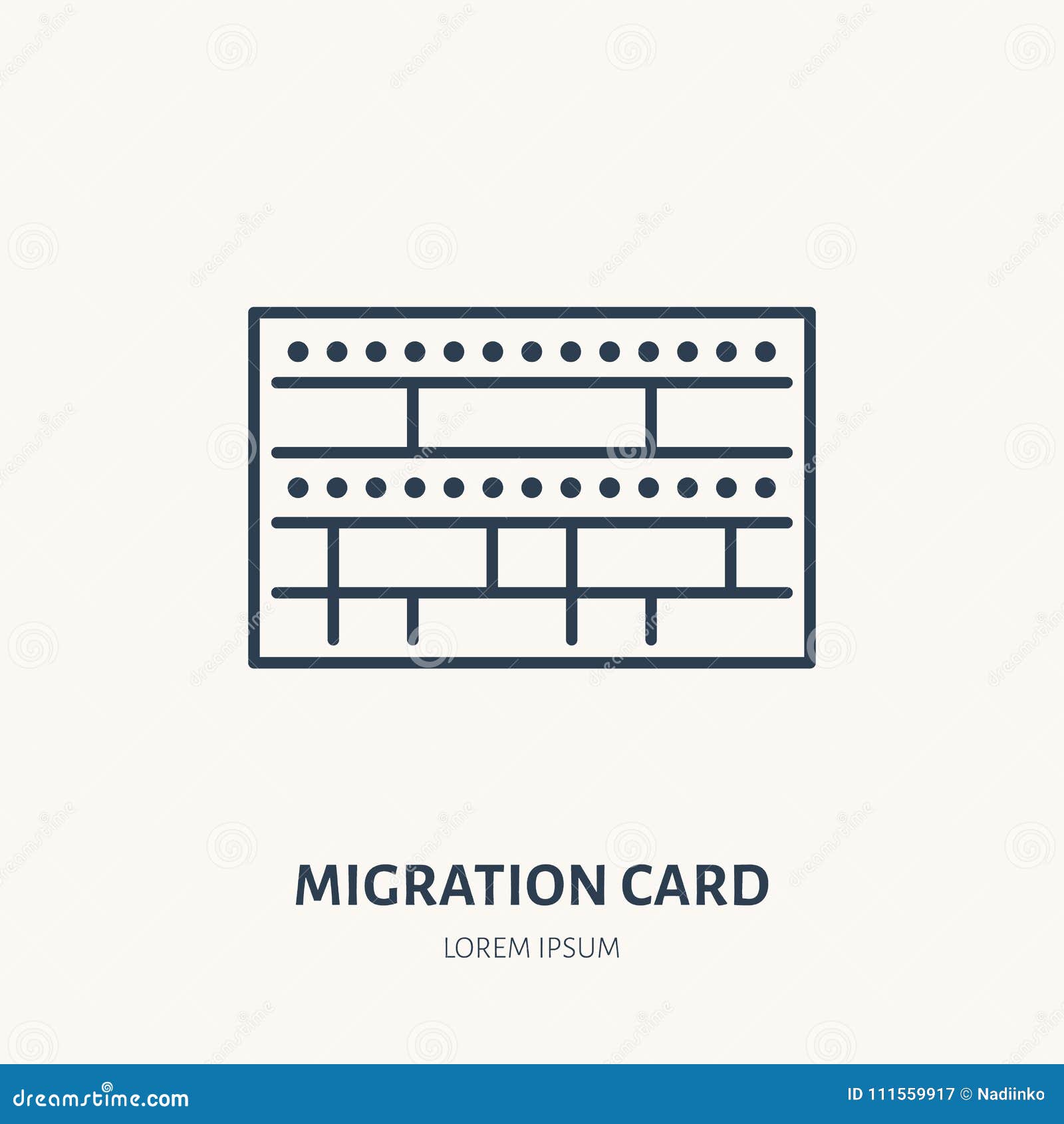Arrival Card, Identity Vector Flat Line Icon. Migration Document Sign ...
