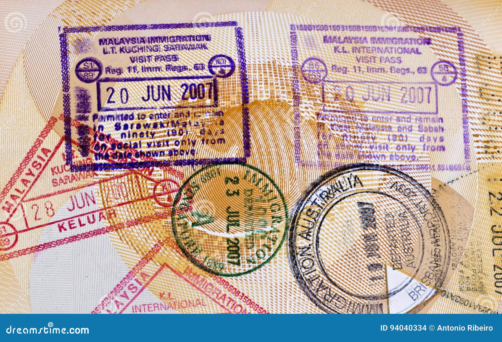 Arrival and Departure Stamps on Passport Stock Photo - Image of country ...