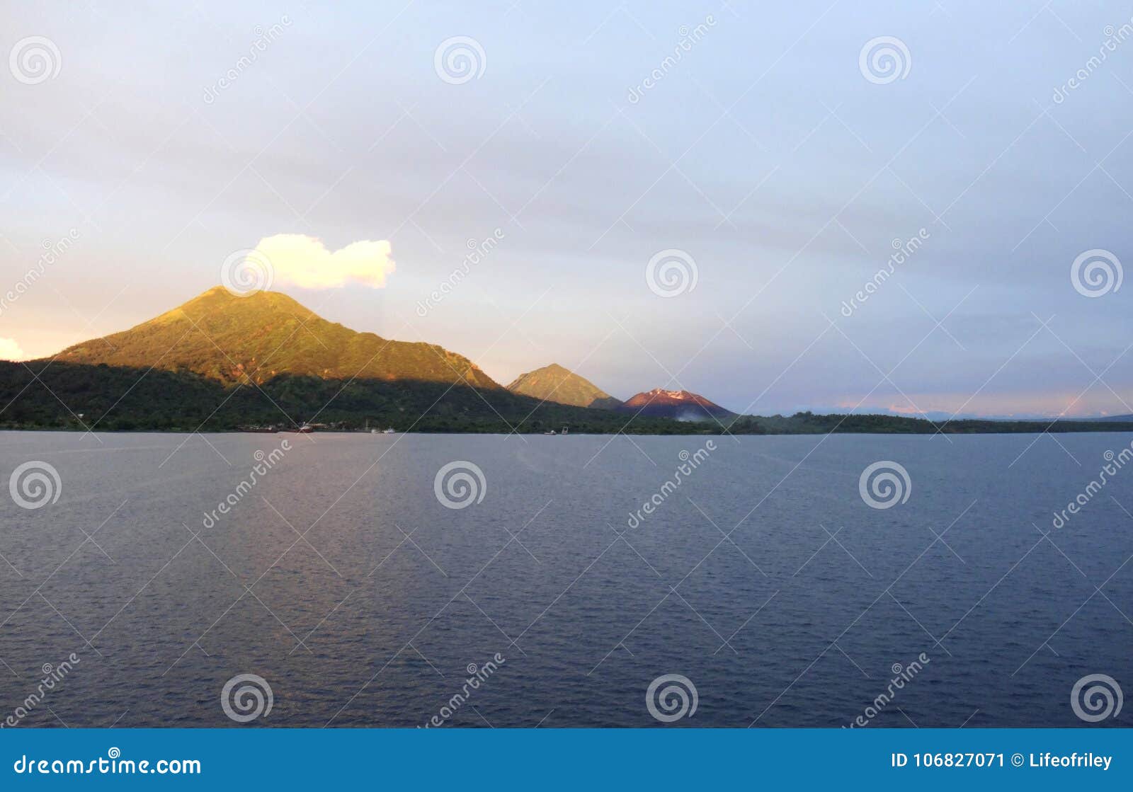 Scene of Simpson Harbour and Rabaul from a Cruise Ship. Stock Image ...