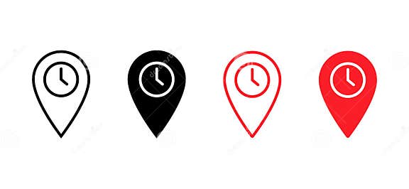 Arrival Time Icon. Map Pin and Clock Sign Symbol Stock Illustration ...