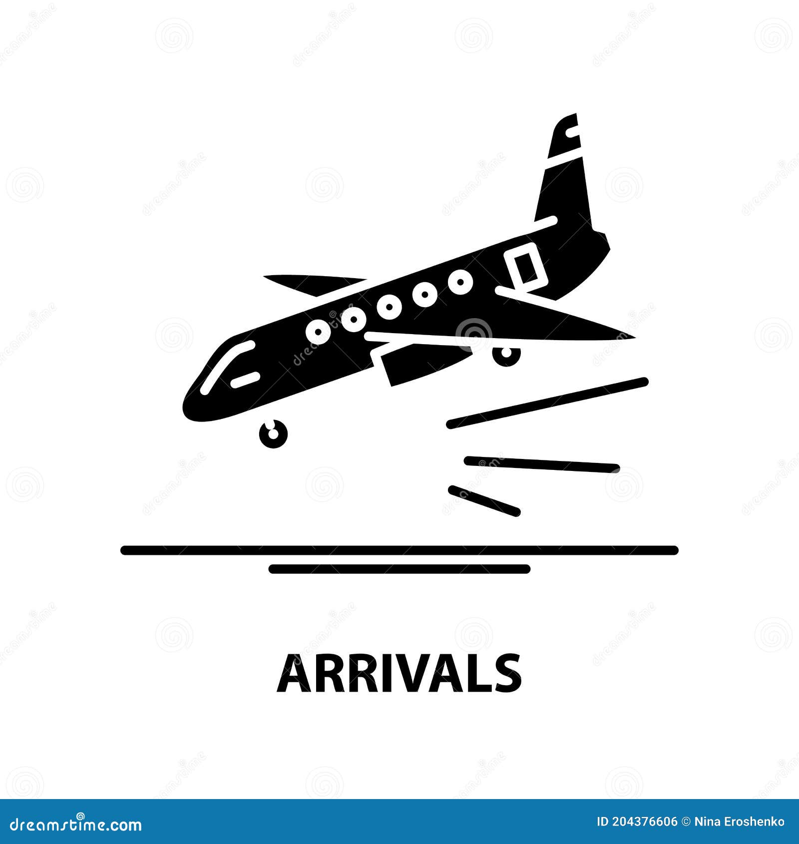 Arrivals Icon, Black Vector Sign with Editable Strokes, Concept ...