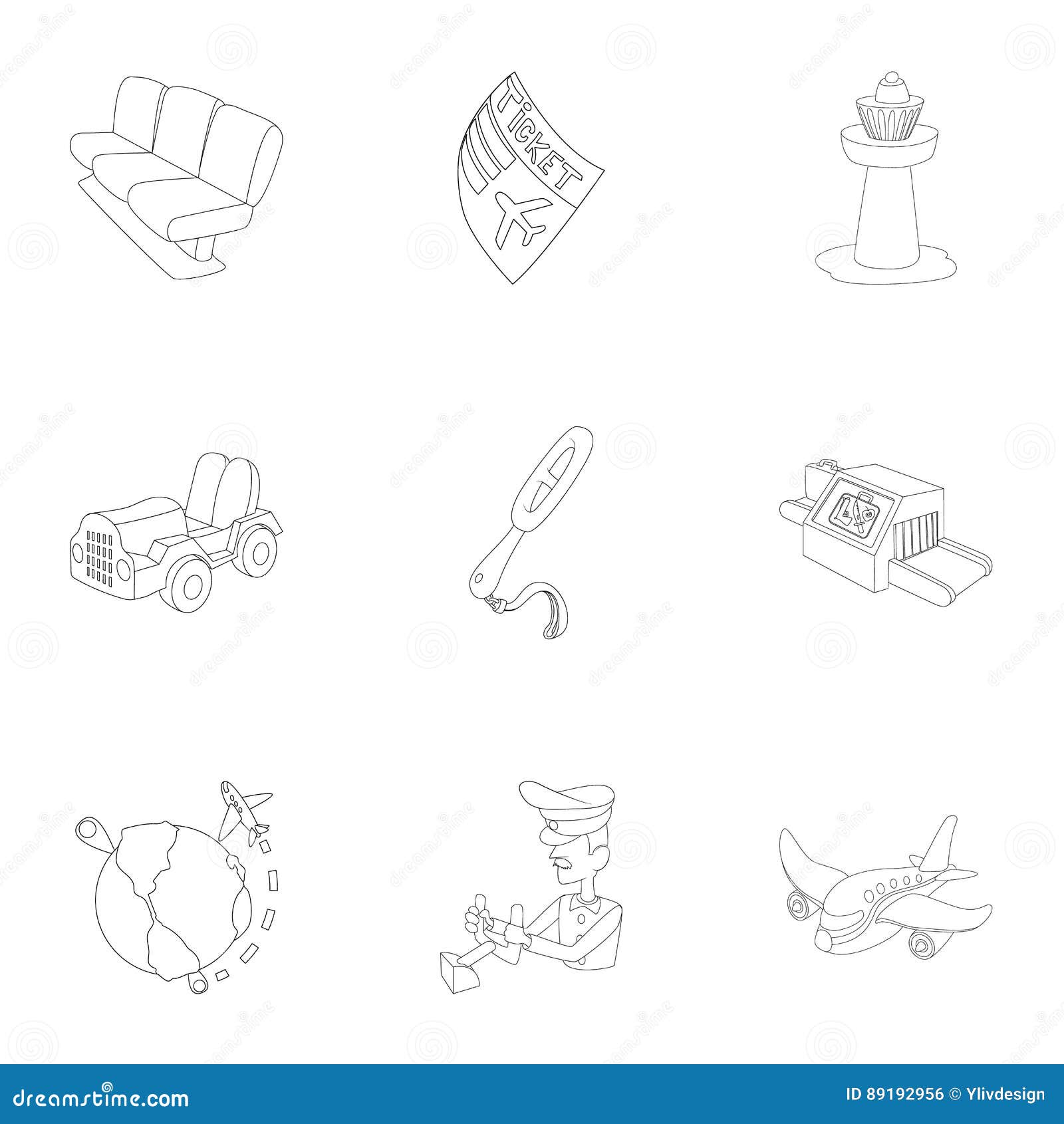 Arrive at Airport Icons Set, Outline Style Stock Vector - Illustration ... Arrive at Airport Icons Set, Outline Style Stock Vector - Illustration ...