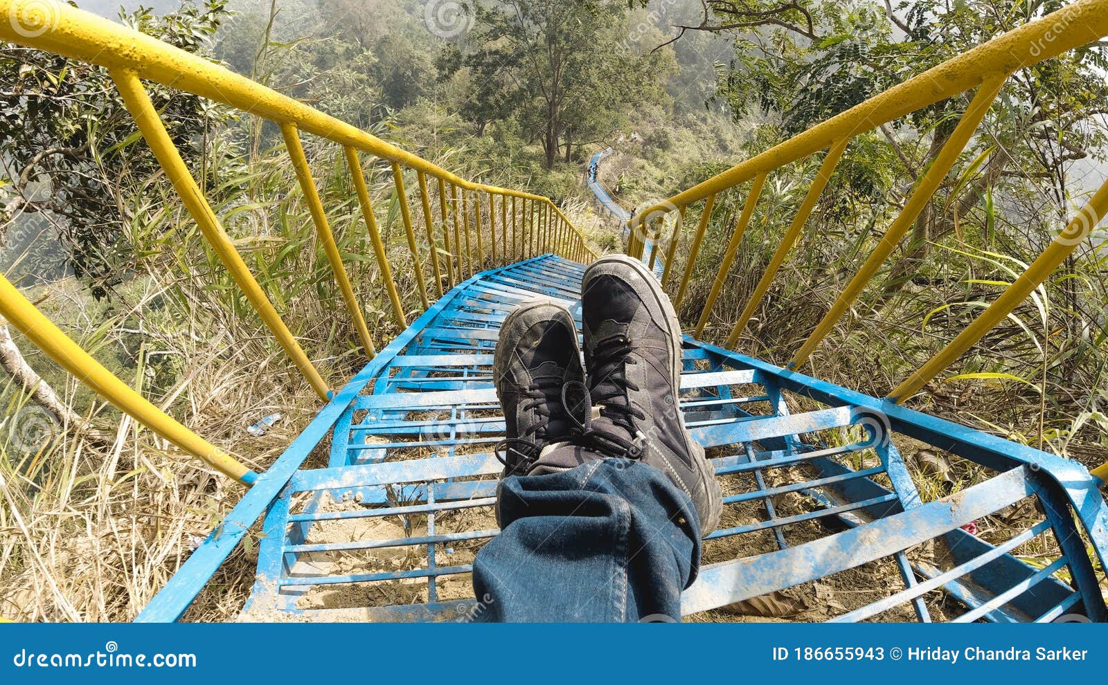 After Arriving the Top of the Stages Take Some Rest Stock Image - Image ...