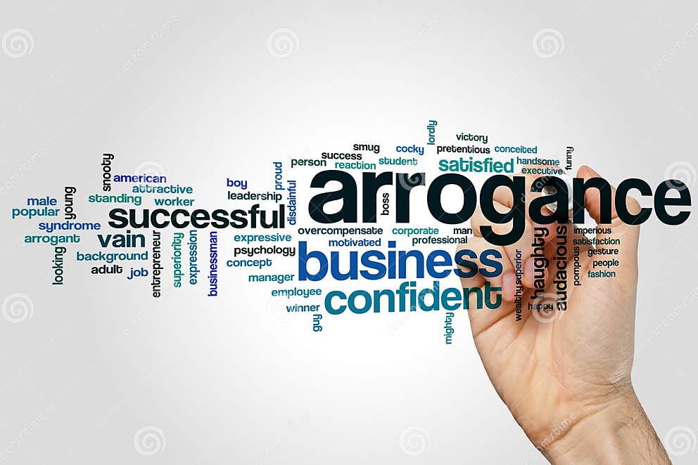 Arrogance Word Cloud Concept on Grey Background Stock Image - Image of ...