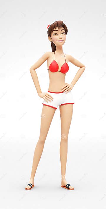 Arrogant Swaggering And Cynical Jenny 3d Cartoon Female Character Model Smirking Stock