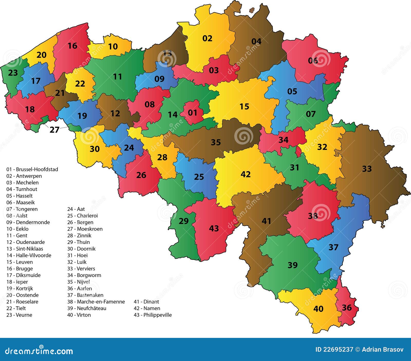 Arrondissements van België vector illustratie. Illustration of ...