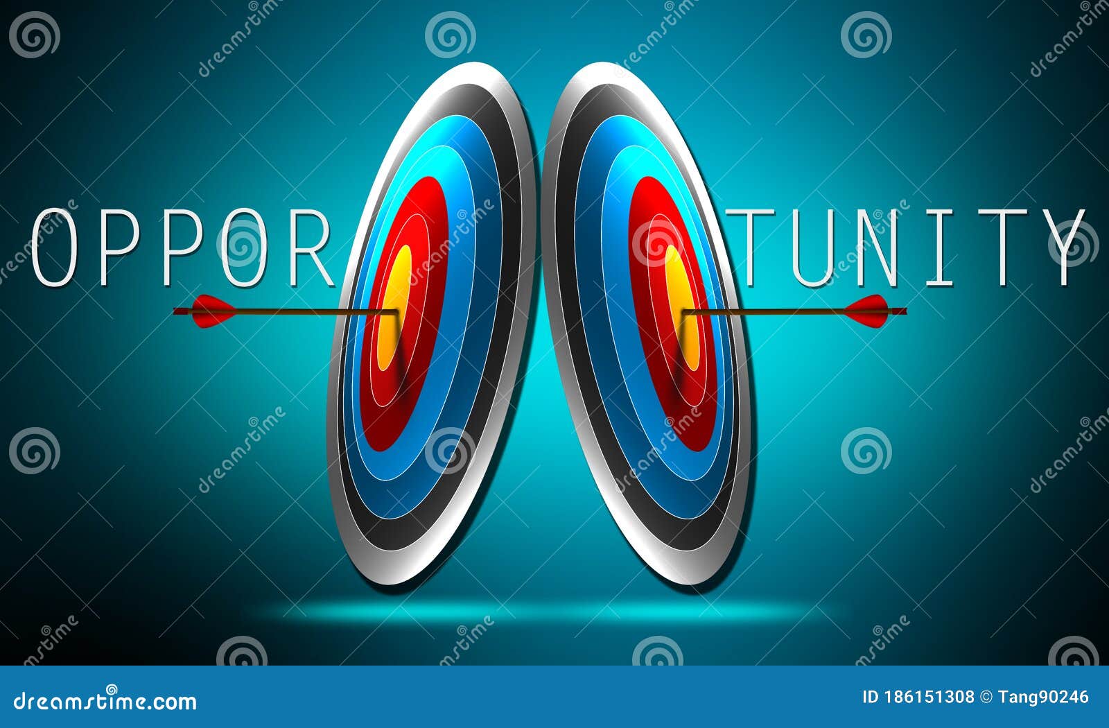 Arrow Archery Hit on the Center of Target in Opportunity Wording Stock ...