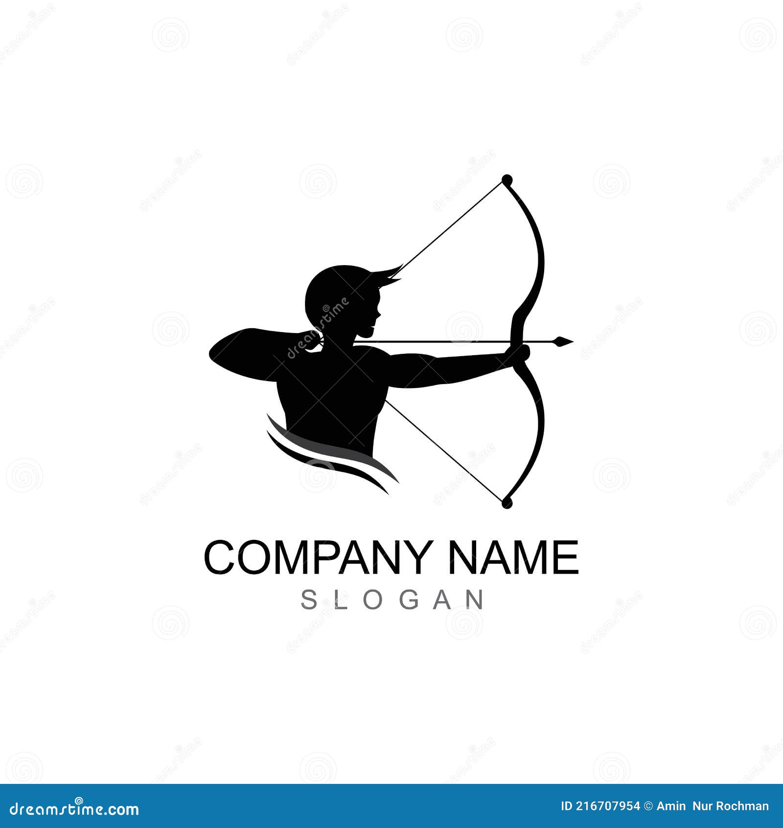 The Huntress Archery Elegant Logo Symbol With Metal Color Vector ...