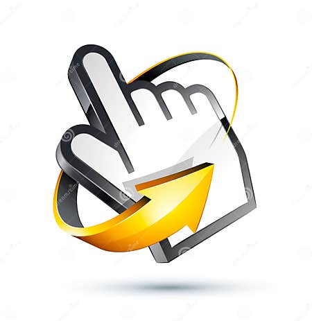 Arrow around hand cursor stock vector. Illustration of details - 16036240