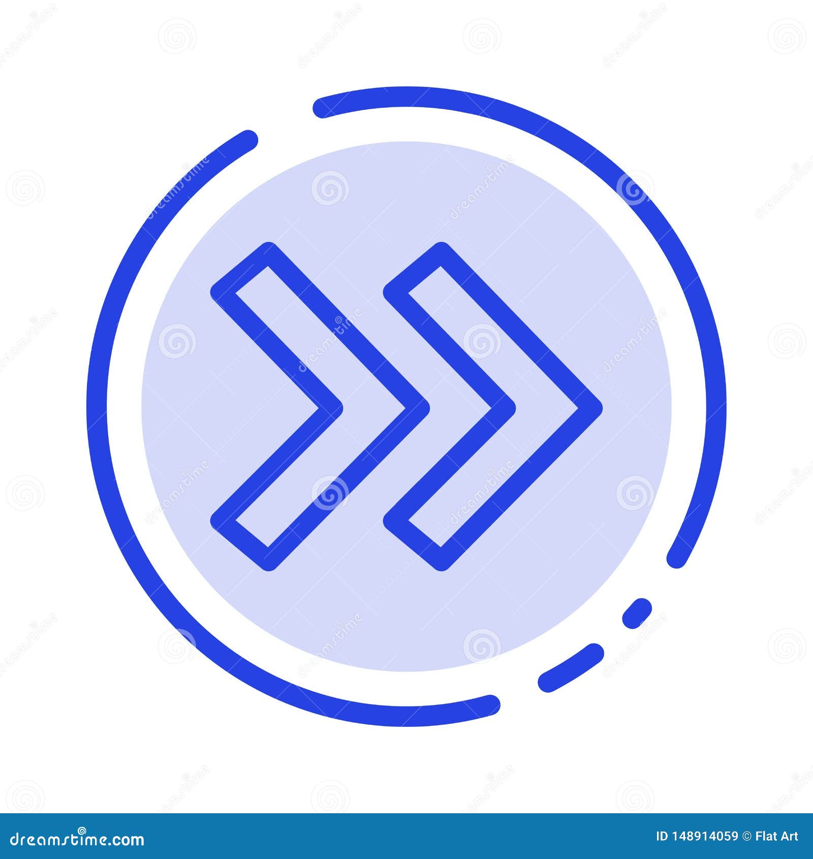 Arrow, Arrows, Right Blue Dotted Line Line Icon Stock Vector ...
