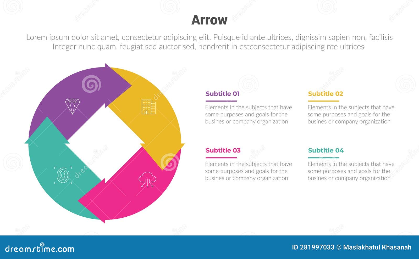 Arrow or Arrows Stage Infographics Template Diagram with Circular Shape ...