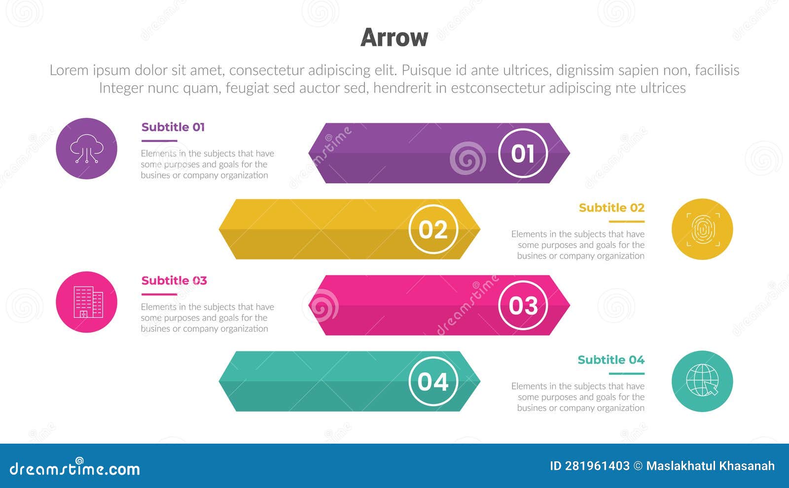Arrow or Arrows Stage Infographics Template Diagram with Rectangle ...