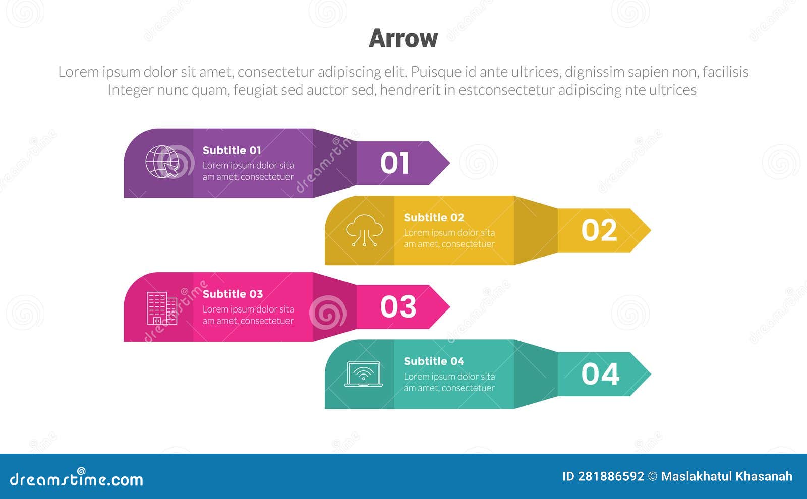 Arrow Or Arrows Stage Infographics Template Diagram With Unbalanced ...