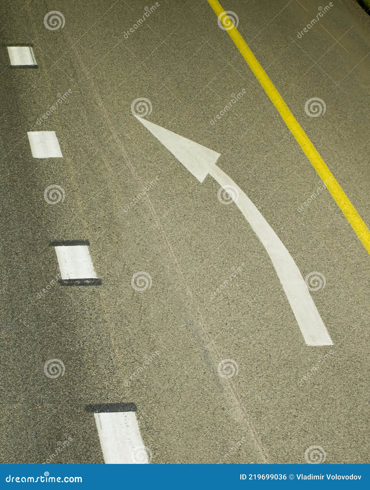 An Arrow on the Asphalt Indicates the End of the Acceleration Lane ...