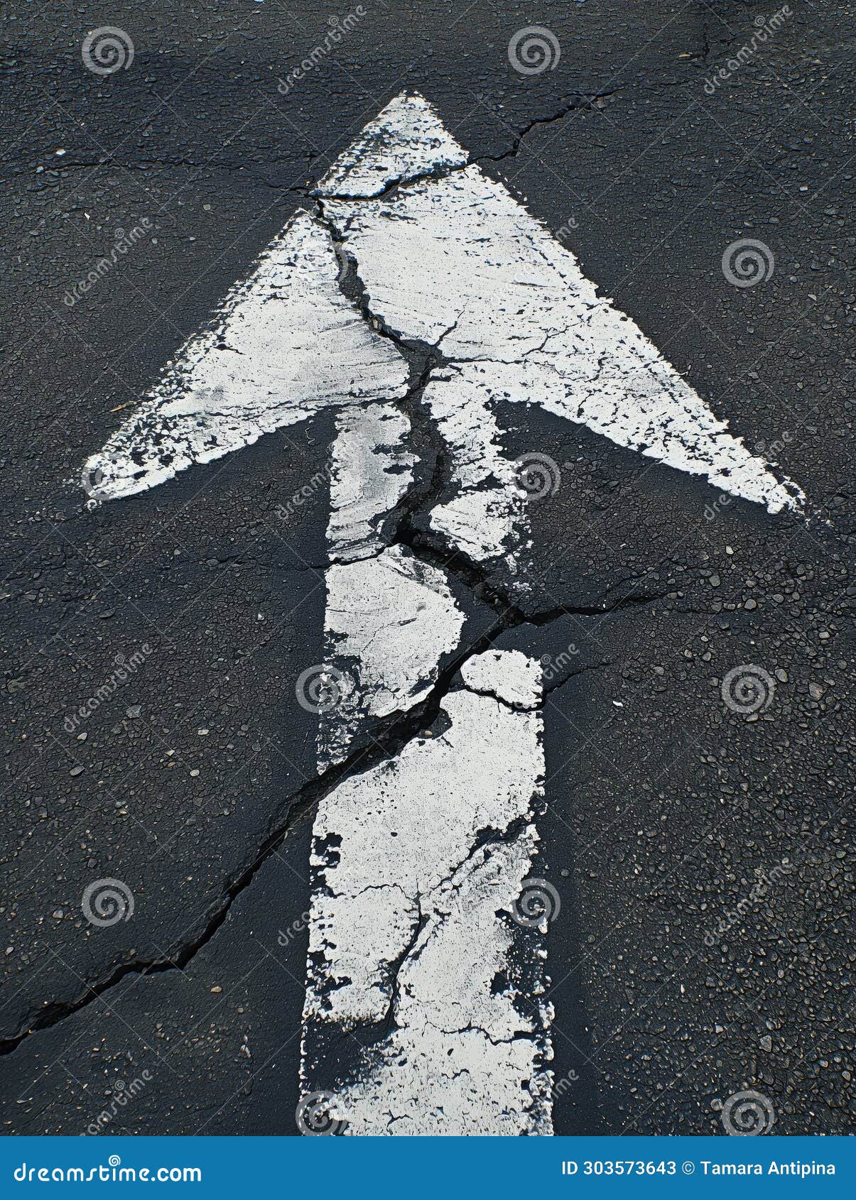 Arrow on the Asphalt with White Paint Forward. Goal and Path Concept ...