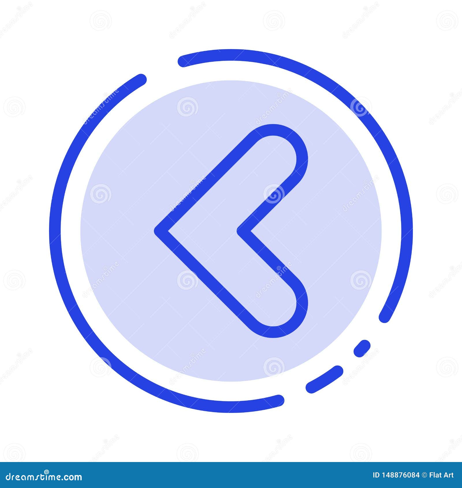 Arrow, Back, Backward, Left Blue Dotted Line Line Icon Stock Vector ...