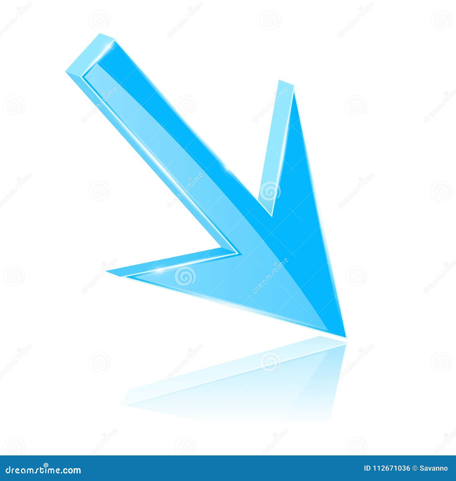 Arrow. Blue Shiny 3d Arrow with Reflection Stock Vector - Illustration ...