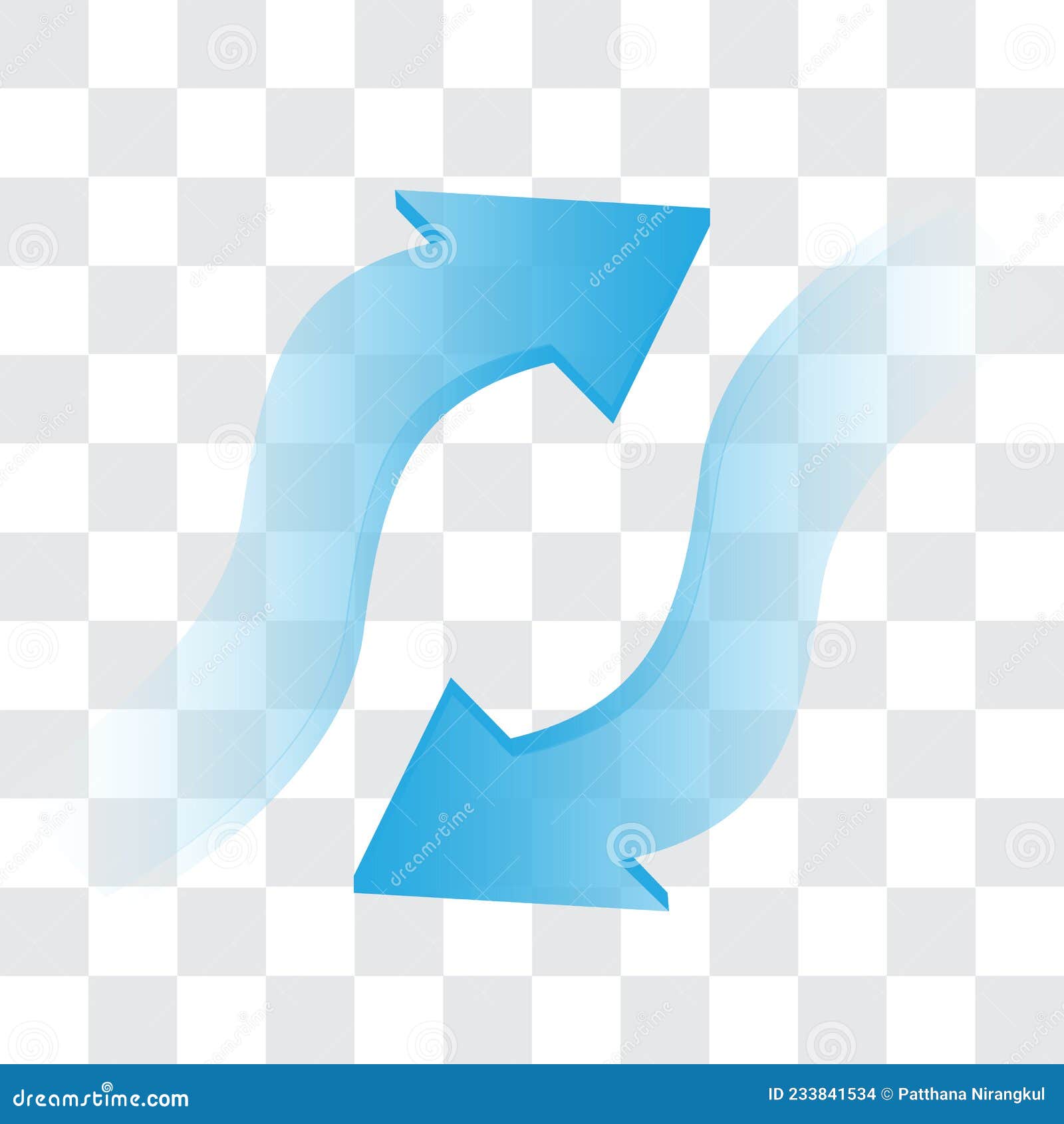 Arrow Blue Wave 3D on Grey Checkered Background Vector Stock Vector ...