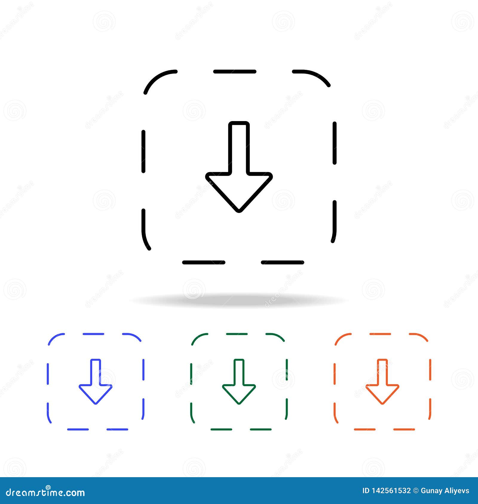 An Arrow in the Bottom in the Dotted Box Icon. Elements of Simple Web ...
