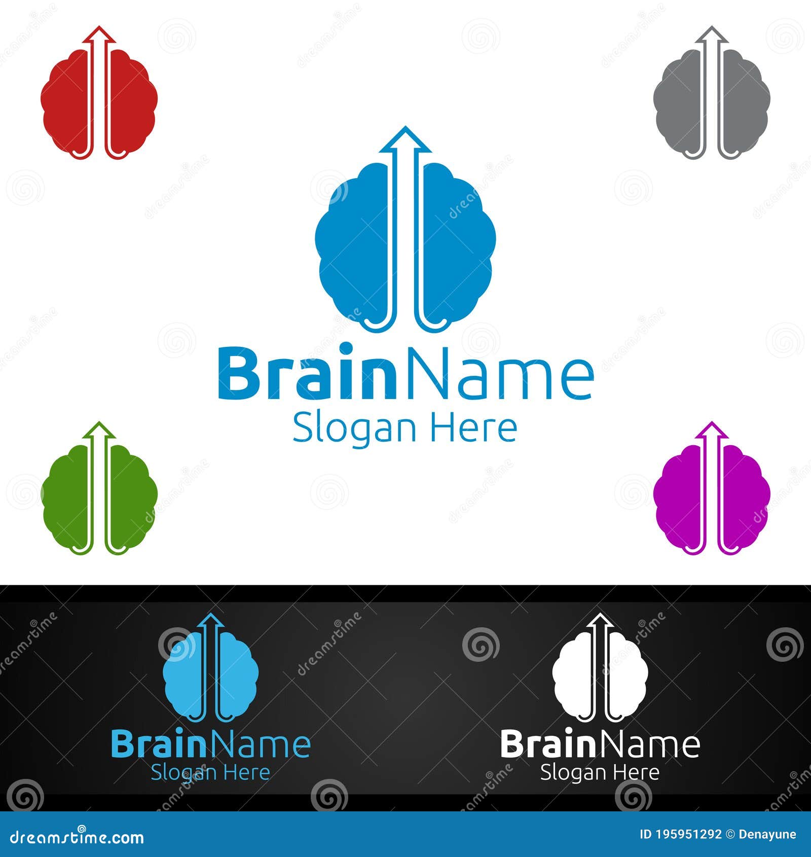 Arrow Brain Logo with Think Idea Concept Design Stock Vector ...