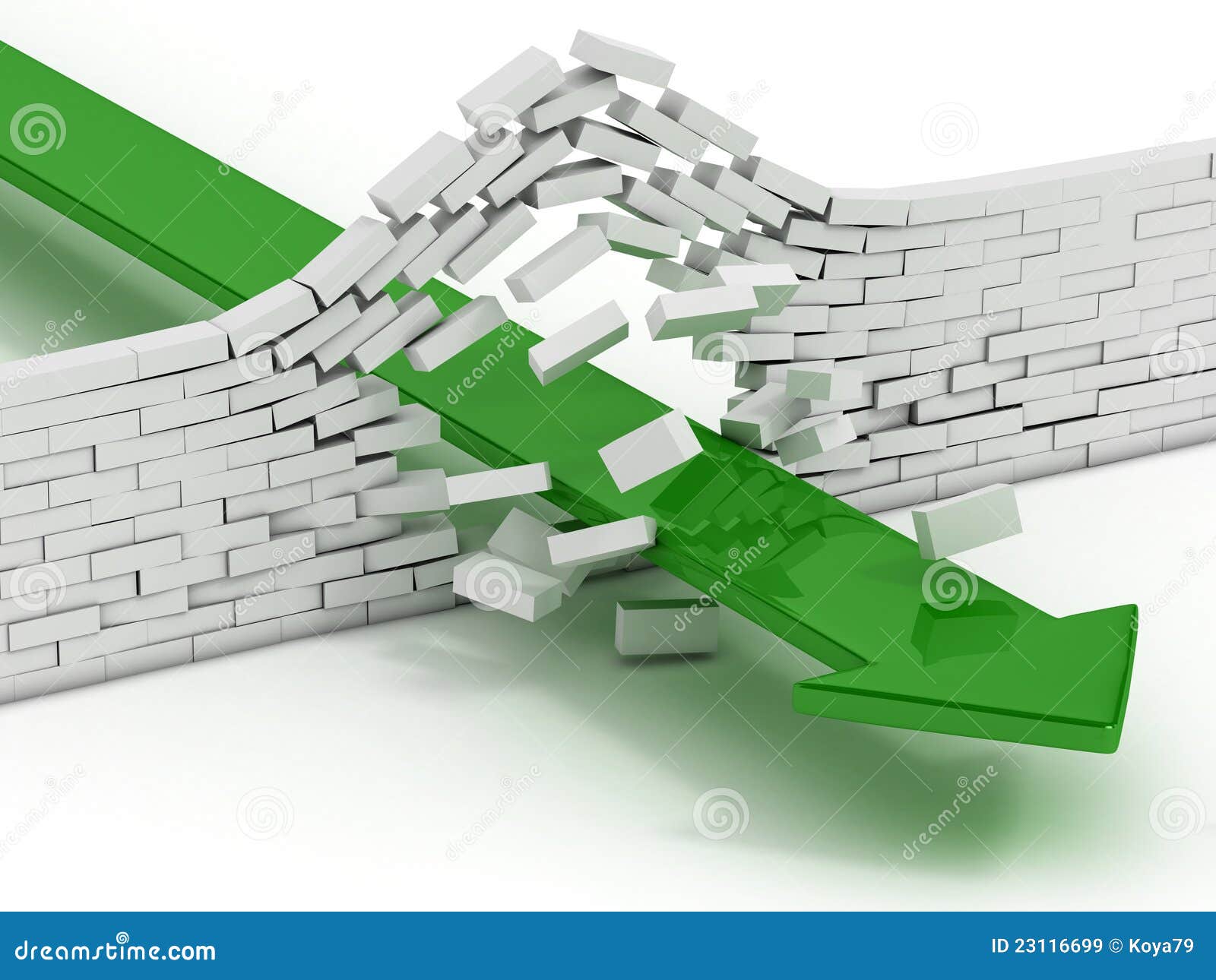 Arrow breaking brick wall stock illustration. Illustration of barrier ...