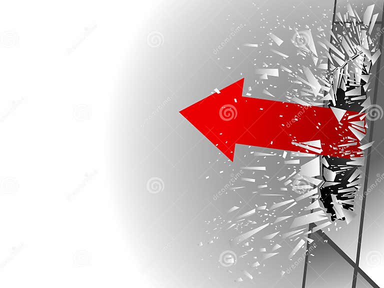 Arrow breaking glass stock vector. Illustration of destruction - 13777077