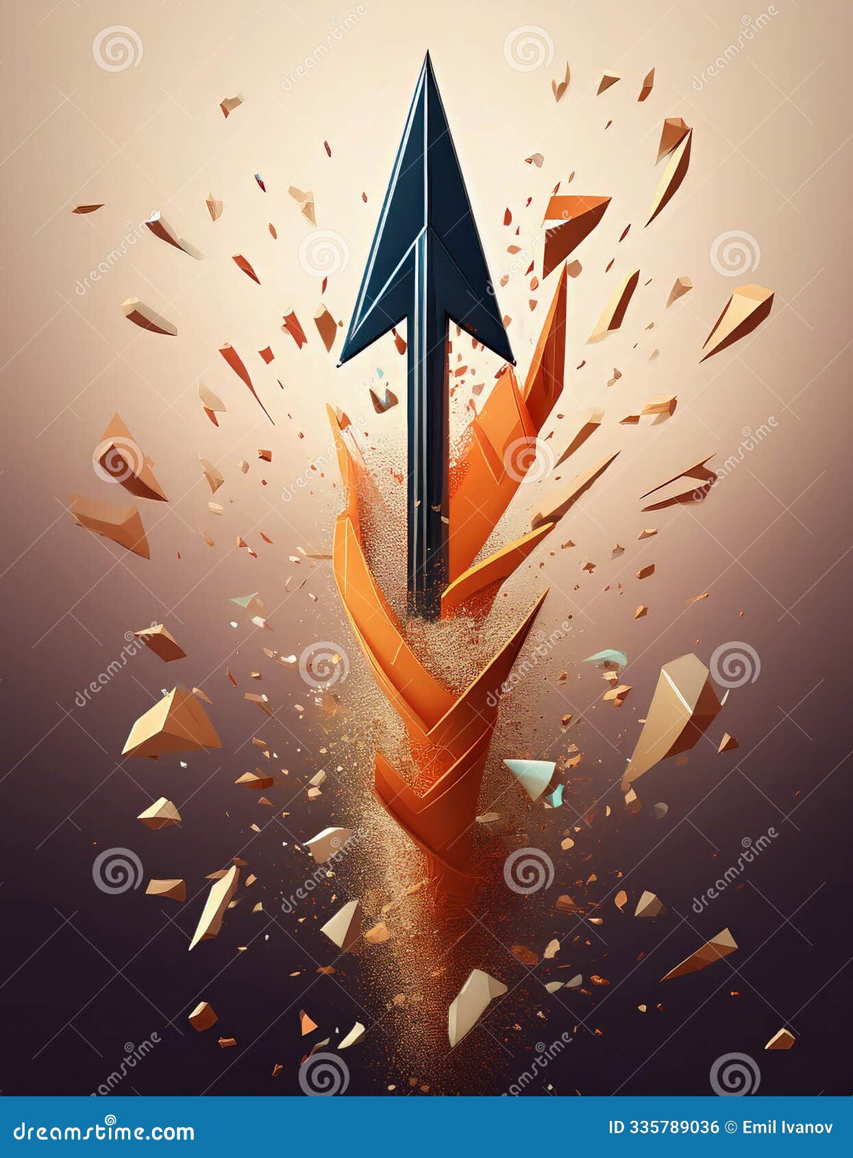 Arrow Breaking through Obstacles Reaching Target Goal Achievement Stock ...