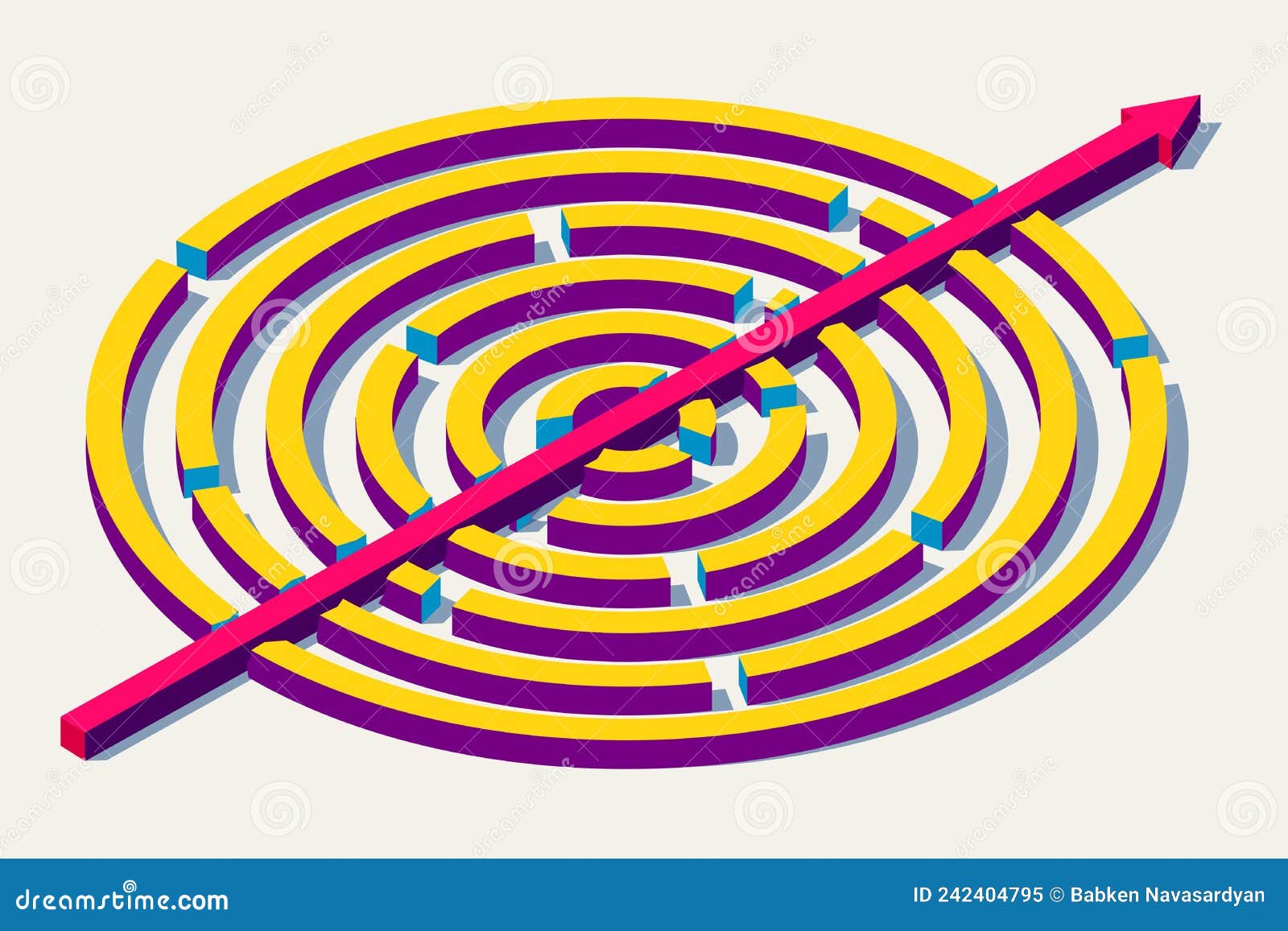 Arrow Breaking Walls Goes through the Maze Stock Vector - Illustration ...