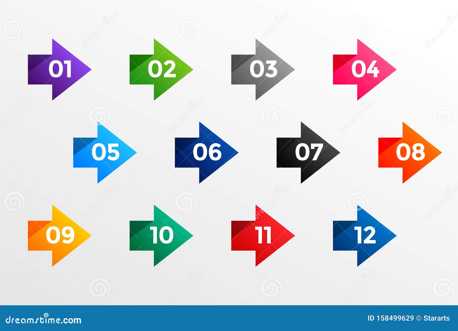 Arrow Bullet Point Numbers from One To Twelve Stock Vector ... Arrow Bullet Point Numbers from One To Twelve Stock Vector ...