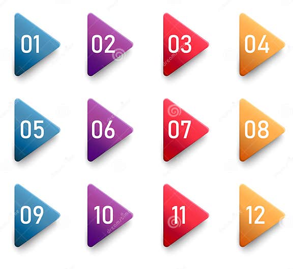 Arrow Bullet Point Triangle Flags with Colorful Gradient. Vector Stock ...